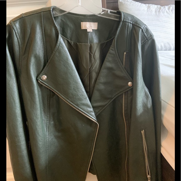 LOFT | Jackets & Coats | Leather Jacket Olive Green 2 | Poshmark